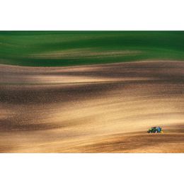 papermoon Fototapete &raquo;Felder mit Traktor&laquo; bunt Vlies B/L: 5m x 2,8m, Bahnen: 10 Stk.