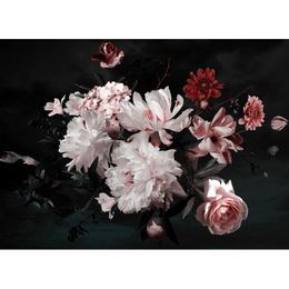 Livingwalls living walls Fototapete &raquo;Designwalls Bunch of Flower 2&laquo; glatt Vlies, Wand, Schr&auml;ge, Decke rot Vlies B/L: 3,5m x 2,55m