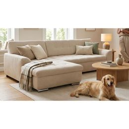 OTTO home Ecksofa &raquo;Tornby 268 x 178 cm, mit Steppungen, modern & stabil&laquo; L-Form, aus haustierfreundlichem Pet Friendly Bezug beige 100% Polyester B/H/