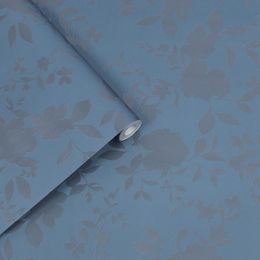 Laura Ashley Vliestapete &raquo;Westbourne&laquo; floral texturiert 10mx52cm blau Vlies B/L: 0,52m x 10m, Rollen: 1
