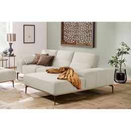 W.Schillig Ecksofa &raquo;run, Designsofa mit tollem Sitzkomfort, bequem, L-Form&laquo; mit Holzsockel, F&uuml;&szlig;e in Bronze pulverbeschichtet, Breite 279 cm wei&szlig; 