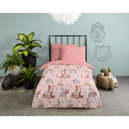 Good Morning Babybettw&auml;sche &raquo;Bibi blossom&laquo; 2 Stk. Baumwolle, 120x150, Rei&szlig;verschluss, Wende, Baby, M&auml;dchen, Bambi, Rosa rosa Renforc&eacute;, Obermaterial: 