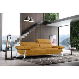 Egoitaliano 2,5-Sitzer &raquo;Anais, Designsofa mit erstklassigem Sitzkomfort, Fu&szlig;farbe chrom&laquo; Kopfteil verstellbar, 232 cm, Luxus-Microfaser Lederoptik, gelb gelb 