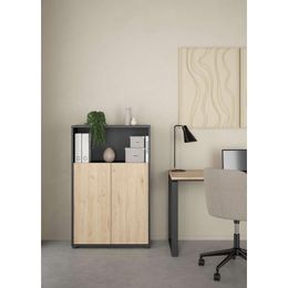 Home Affaire Kommode &raquo;Sign Sideboard mit Ablageregal f&uuml;r Akten, B&uuml;cher&laquo; mit 2 T&uuml;ren, dahinter 2 Einlegeb&ouml;den, H&ouml;he 123 cm, Breite 80 cm grau 