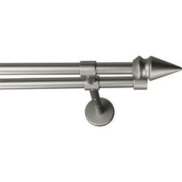 Garesa Gardinenstange &raquo;SPYRNA&laquo; &Oslash; 16 mm 2 l&auml;ufig-l&auml;ufig Wunschma&szlig;l&auml;nge Vorhanggarnitur, verl&auml;ngerbar, Spitze, ohne Ringe silber Holzwerkstoff, Metall B