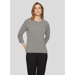 Rabe Damen Print-Shirt "T-Shirt", schwarz-wei&szlig;, Gr. 52, gestreift, 83% Polyester, 12% Viskose, 5% Elasthan, Shirts