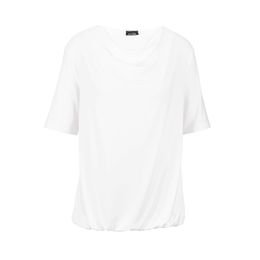GOLDNER Damen Kurzarmshirt "Blusenshirt mit Wasserfallausschnitt", wei&szlig;, Basic, Gr. 46, Obermaterial: 95% Viskose CV. 5% Elasthan EL., Shirts,