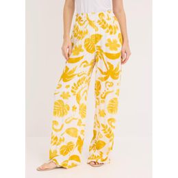 bonprix Damen bonprix Stoffhose aus Viskose, lockerer Loose Fit, strukturierte Oberfl&auml;che gelb 36, N-Gr