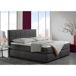 Home Affaire Boxspringbett &raquo;Casano&laquo; mit feiner Steppung, in 3 Matratzenarten, 2 H&auml;rtegraden und 5 Farben grau Strukturstoff-Bezug (100% Polyester) 
