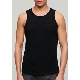 Superdry Herren Tanktop &raquo;ESSENTIAL LOGO VEST UB&laquo; mit Markenlabel, aus Baumwolle und Single Jersey, Slim Fit, &auml;rmellos schwarz L