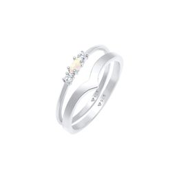 Elli Ring Damen Gr&ouml;&szlig;e 50 silber / transparent / perlwei&szlig;