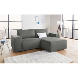 LOOKS by Wolfgang Joop Ecksofa &raquo;LooksII kubisch, bequem, strapazierf&auml;hige Bez&uuml;ge, Breite 242cm, L-Form&laquo; geradlinig und komfortabel grau Feinstruktur 
