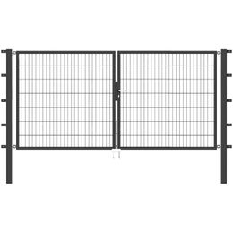 Alberts Zaundoppelt&uuml;r &raquo;Flexo&laquo; 300 cm Breite (150cm + 150cm), in versch. H&ouml;hen grau Stahl B/H: 300cm x 140cm