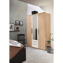 Priess Kleiderschrank in 3 Breiten wei&szlig; Holzwerkstoff B/H/T: 140cm x 195cm x 54cm, T&uuml;ren: 3 Stk.