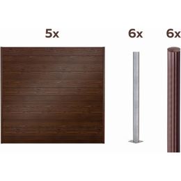 Alberts Dichtzaun &raquo;Palitio, Profilh&ouml;he 150 mm&laquo; Aluminium, verschiedene Dekore und L&auml;ngen braun Aluminium H/L: 180cm x 10m