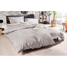 Primera Bettw&auml;sche &raquo;Uni Luxus-Satin in Gr. 135x200, 155x220 oder 200x200 cm&laquo; 2 Stk. Bettw&auml;sche aus Baumwolle, unifarbene Bettw&auml;sche mit Rei&szlig;verschluss grau 