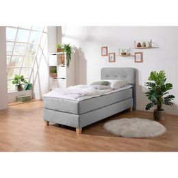 Home Affaire Boxspringbett &raquo;Fargo&laquo; inkl. Topper, in 3 Matratzenarten, in Samt- oder Strukturstoff grau Struktur fein (100% Polyester);Samtstoff (100% 