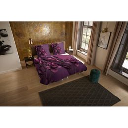 PURE luxury collection Wendebettw&auml;sche &raquo;Penelope&laquo; 3 Mikrofaser, Pflegeleicht, Rei&szlig;verschluss, Wende, Blumen, Aubergine Microfaser, Obermaterial: 100% 