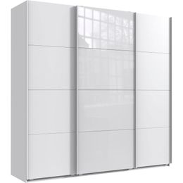 wimex Schwebet&uuml;renschrank &raquo;Norderstedt&laquo; INKLUSIVE 2 Stoffboxen und 2 zus&auml;tzliche Einlegeb&ouml;den, mit Glast&uuml;r wei&szlig; Holzwerkstoff Wei&szlig;, B/H/T: 225cm x 236cm x 