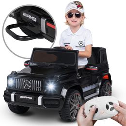 Actionbikes Motors Kinder-Elektroauto Mercedes AMG G63 W464, Bremsautomatik, 3-5 km/h, Soft-Start, LED, Fernbedienung (Schwarz)