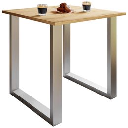Vcm Holzesstisch H. 76 x B. 80 x T. 80 cm hochwertiges und massives Fu&szlig;gestell F&uuml;&szlig;e aus Eisen K&uuml;chentisch - Xona U