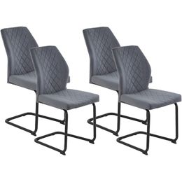 Hela Freischwinger &raquo;OSLO&laquo; (Set) 4 Stk.Freischwinger,Rautensteppung,Microfaser Samtvelour,140kg belastbar grau Metall, Polyester, Stoff B/H/T: 47cm x 