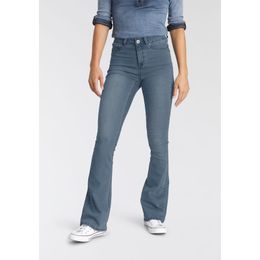 Arizona Damen Bootcut-Jeans &raquo;Ultra Stretch&laquo; ausgestellte Beinform, Used-Waschung, hohe Leibh&ouml;he blau 42, N-Gr