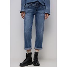 Street One Damen Comfort-fit-Jeans, blau, Gr. 34, unifarben, Jeans, 82% Baumwolle, 16% Polyester, 2% Elasthan, Jeans, mit destroyed Details