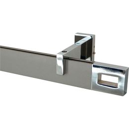 Garesa Gardinenstange &raquo;FLAT&laquo; 1 l&auml;ufig-l&auml;ufig Wunschma&szlig;l&auml;nge Rechteckprofil, Wandmontage, perfekter Lauf, modern, verl&auml;ngerbar silber Aluminium B/L: 