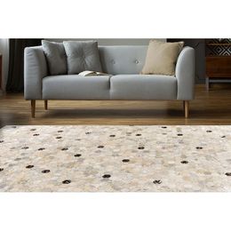 Padiro Teppich &raquo;Lavin 1025&laquo; rechteckig 8 mm H&ouml;he Handgen&auml;htes und hochwertig verarbeitetes Unikat grau Rindsleder B : 80cm 1 Stk., 8mm, L: 150cm