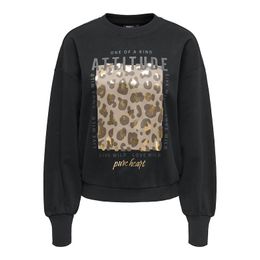 Only Damen Only Sweatshirt &raquo;ONLBROOKY L/S PRINT UB CS SWT&laquo;, Baumwollmischung, regular fit schwarz L