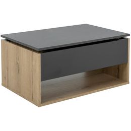 Couchtisch &raquo;Urban&laquo; Couchtisch mit hochklappbarer Platte grau B/H/T: 90cm x 44cm x 60cm, Offene Ablagefl&auml;che im unteren Bereich,Stauraum unter der 