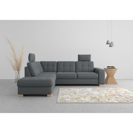 Sit & More sit&more Ecksofa &raquo;Quincy L-Form&laquo; wahlweise mit Schlaffunktion und Bettkasten grau B/H/T: 249cm x 82cm x 213cm, Luxus-Microfaser ALTARA NUBUCK , 