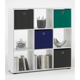 FMD Raumteilerregal &raquo;Mega 5&laquo; mit 9 F&auml;chern wei&szlig; Holzwerkstoff B/H/T: 104,5cm x 108,5cm x 33cm, 9 Stk. offene F&auml;cher