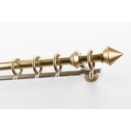 Garesa Gardinenstange &raquo;Palmi&laquo; &Oslash; 28 mm 2 l&auml;ufig-l&auml;ufig Wunschma&szlig;l&auml;nge Vorhanggarnitur, Kunststoff, verl&auml;ngerbar, mit Ringe/2 Lauf Gleiter gold 