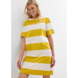 bonprix Damen bonprix Jerseykleid Oversize-Passform, aus Baumwolle, Kurzarm-Design, Boxykleid gelb 52/54 (XXL), N-Gr