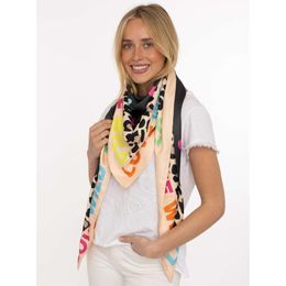 Zwillingsherz Damen Dreieckstuch &raquo;"Wild Love"&laquo; farbenfroh, Leo-Design mit "LOVE" Schriftzug, gl&auml;nzende Oberfl&auml;che Einheitsgr&ouml;&szlig;e