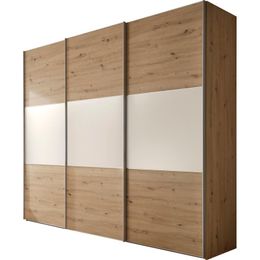 STAUD Schwebet&uuml;renschrank &raquo;Includo, Made in Germany&laquo; wei&szlig; Holzwerkstoff Artisan Eiche, B/H/T: 280cm x 222cm x 68cm, Schubladen: 2 Stk. T&uuml;ren: 3 Stk. 