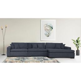 Home Affaire Ottomane &raquo;Skara L-Form&laquo; Lounge-Sofa mit Federkernpolsterung, in vielen Bezugsvarianten blau 100% Polyester B/H/T: 310cm x 86cm x 100cm, 