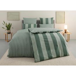 OTTO home Bettw&auml;sche &raquo;Sari in verschiedenen Qualit&auml;ten&laquo; 2 ab Gr. 135x200 cm, Wendedesign, moderne Bettw&auml;sche mit Streifen gr&uuml;n Seersucker, 
