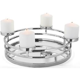Fink Adventsleuchter &raquo;MODENA, f&uuml;r 4 Stumpenkerzen &Oslash; 8 cm, Deko-Tablett f&uuml;r Weihnachten&laquo; Adventskranz, &Oslash; 38 cm, Kerzenhalter aus Edelstahl, Weihnachtsdeko 