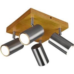 Trio Leuchten Deckenstrahler &raquo;Marley&laquo; GU10 1 Stk. mit Holz Baldachin, Strahler dreh- und schwenkbar grau 4, &Oslash; 6cm H: 16cm, 1 Stk.