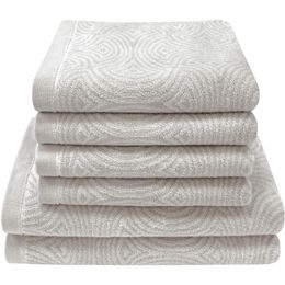 Dyckhoff Handtuch Set &raquo;Landscape&laquo; Set 6 Stk. Walkfrottier 4 Handt&uuml;cher (50x100cm), 2 Duscht&uuml;cher (70x140cm) silber Walkfrottier, Obermaterial: 100% Baumwolle 6