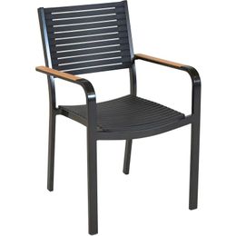 Merxx Gartensessel &raquo;&raquo;Paliano&laquo;&laquo; Set, 2 Stk. tlg. Applikationen der Armlehnen aus Kunststoff in Holzoptik grau Applikationen, Armlehnen und Tischplatte 