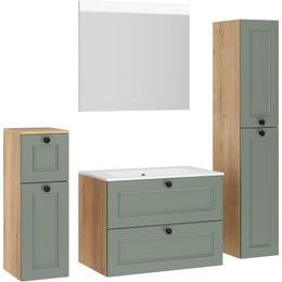 Nobilia Badm&ouml;bel-Set &raquo;Cascada&laquo; Set, mit Waschbecken, inkl. beleuchtetem Spiegel mit Touch-Sensor, 4 Stk. tlg. B/H/T: 160cmcm x 169cmcm x 48,7cmcm