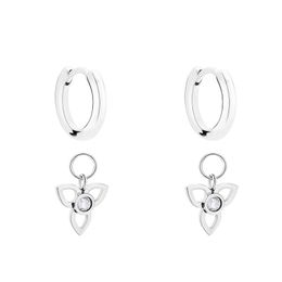 Tamaris Damen Paar Creolen &raquo;Schmuck Geschenk Creolen mit abnehmbaren Einh&auml;ngern in Bl&uuml;ten-Otpik&laquo; mit Zirkonia (synth.) Edelstahl