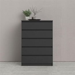 Home Affaire Kommode &raquo;Naia, Aufbewahrung, 5 Schubladen, Matt-Optik, grifflose Front&laquo; Modern, skandinavisches Design, in mehrere Farben, Hoch schwarz 