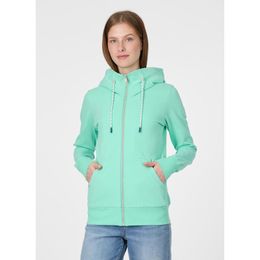 Ragwear Damen Sweatjacke &raquo;NESKIA ZIP B&laquo; D&uuml;nne Baumwollmischung, innen brushed mit Stickerei auf der Kapuze gr&uuml;n S