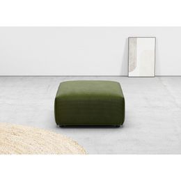 Home Affaire Hocker &raquo;Glimminge auch in Breitcord, Feincord und Easy care-Bezug&laquo; passend zur Serie "Glimminge" gr&uuml;n 95% Polyester, 5% Nylon B/H/T: 80cm
