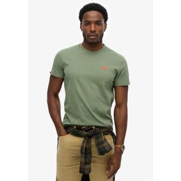 Superdry Herren Rundhalsshirt "ESSENTIAL LOGO EMB TEE", gr&uuml;n, Gr. L, unifarben, Single Jersey, Obermaterial: 100% Baumwolle, Shirts, aus Baumwolle